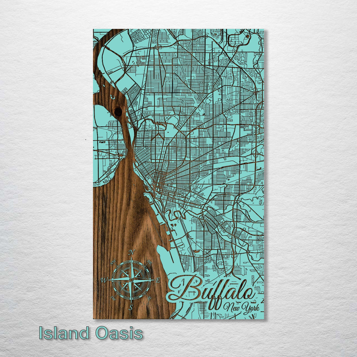 Buffalo, NY - Street Map on Wood – Savannah Laser Company