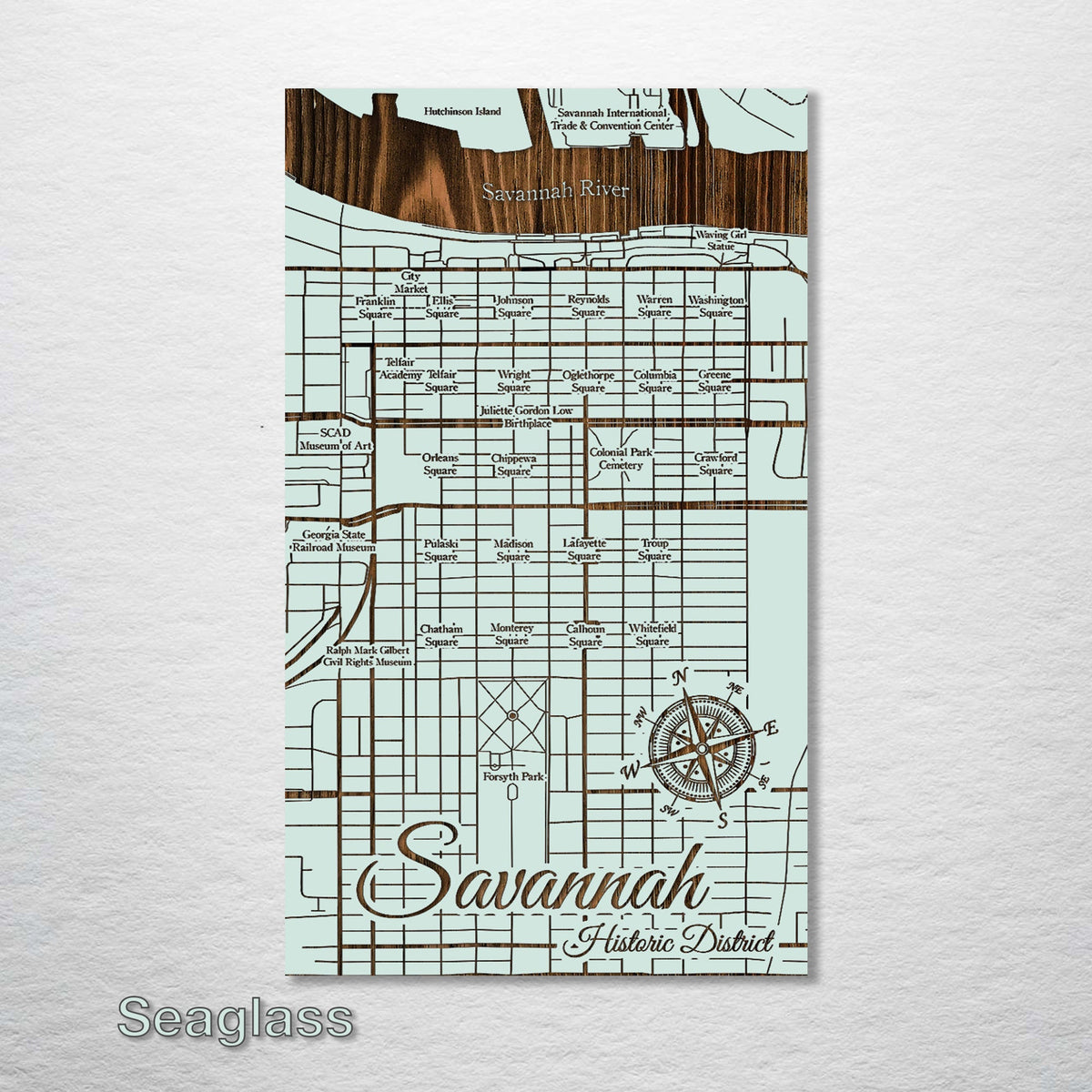 Savannah Squares - Street Map on Wood – Get Gifty With It