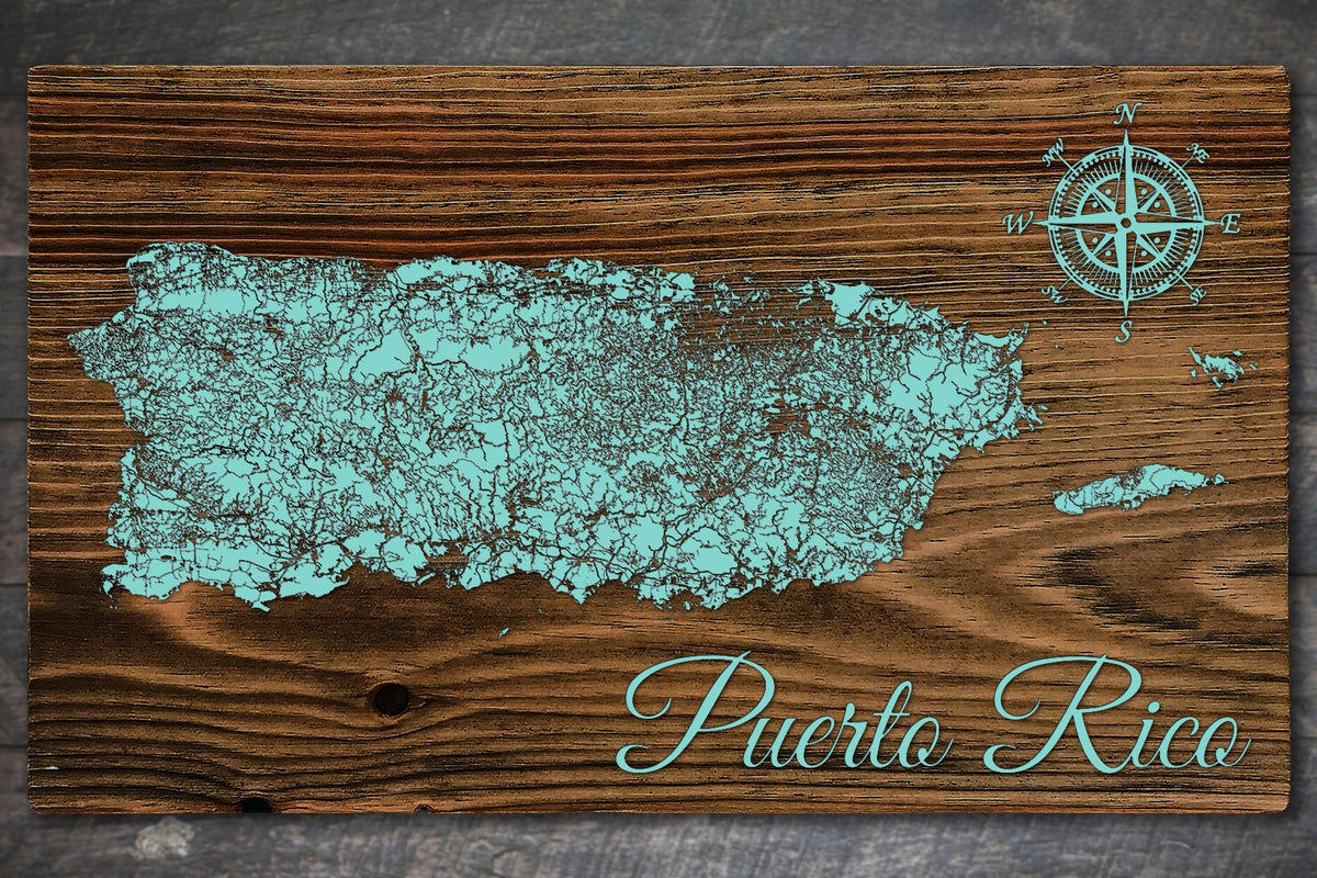 Puerto Rico - Street Map on Wood – Get Gifty With It