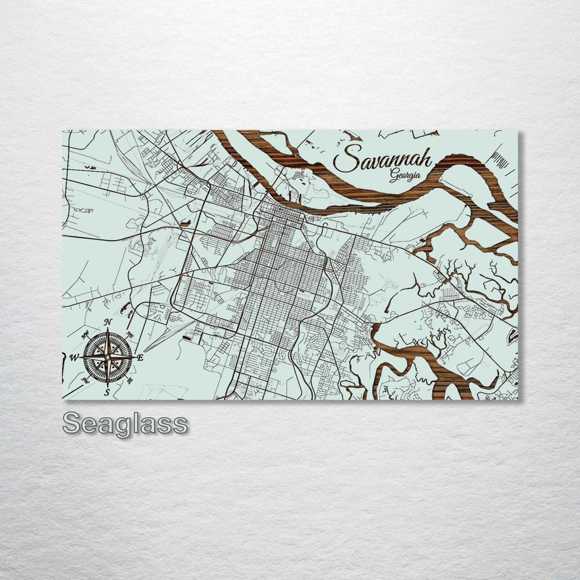 Savannah, GA - Street Map on Wood – Get Gifty With It