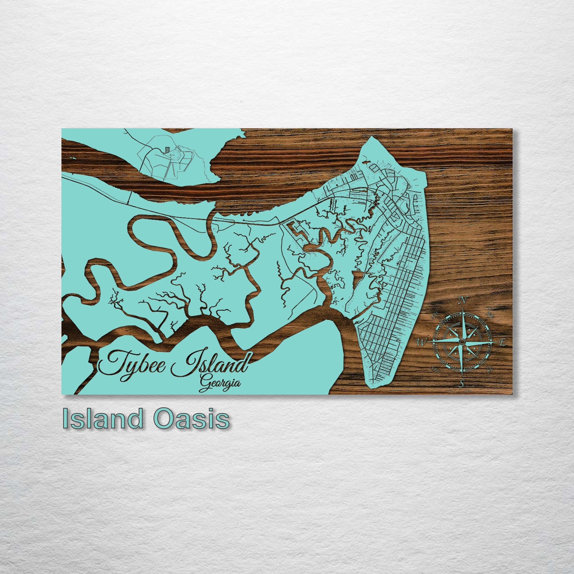 Tybee Island, GA - Street Map on Wood – Get Gifty With It