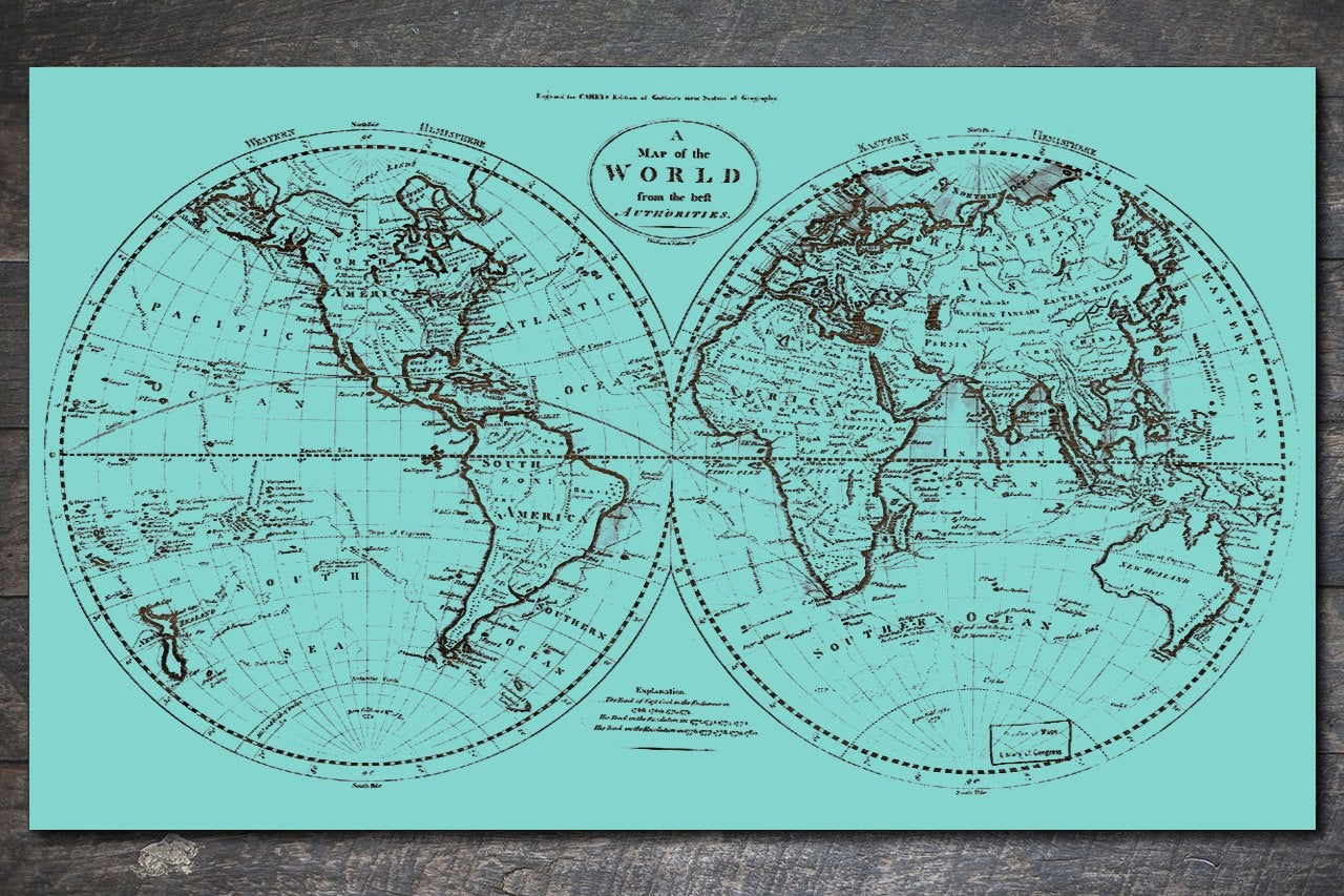 Historic World Map on Wood 1795 – Get Gifty With It