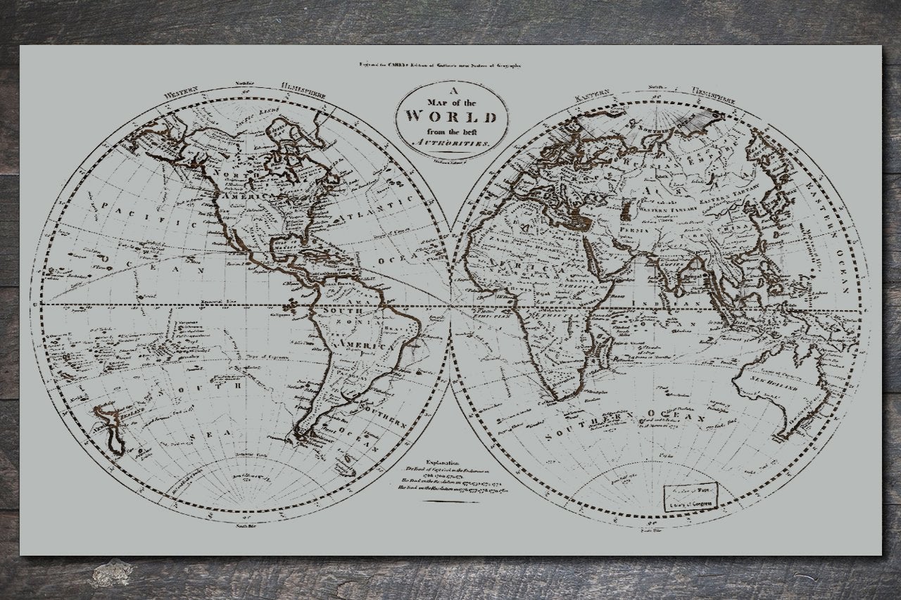 Historic World Map on Wood 1795 – Get Gifty With It